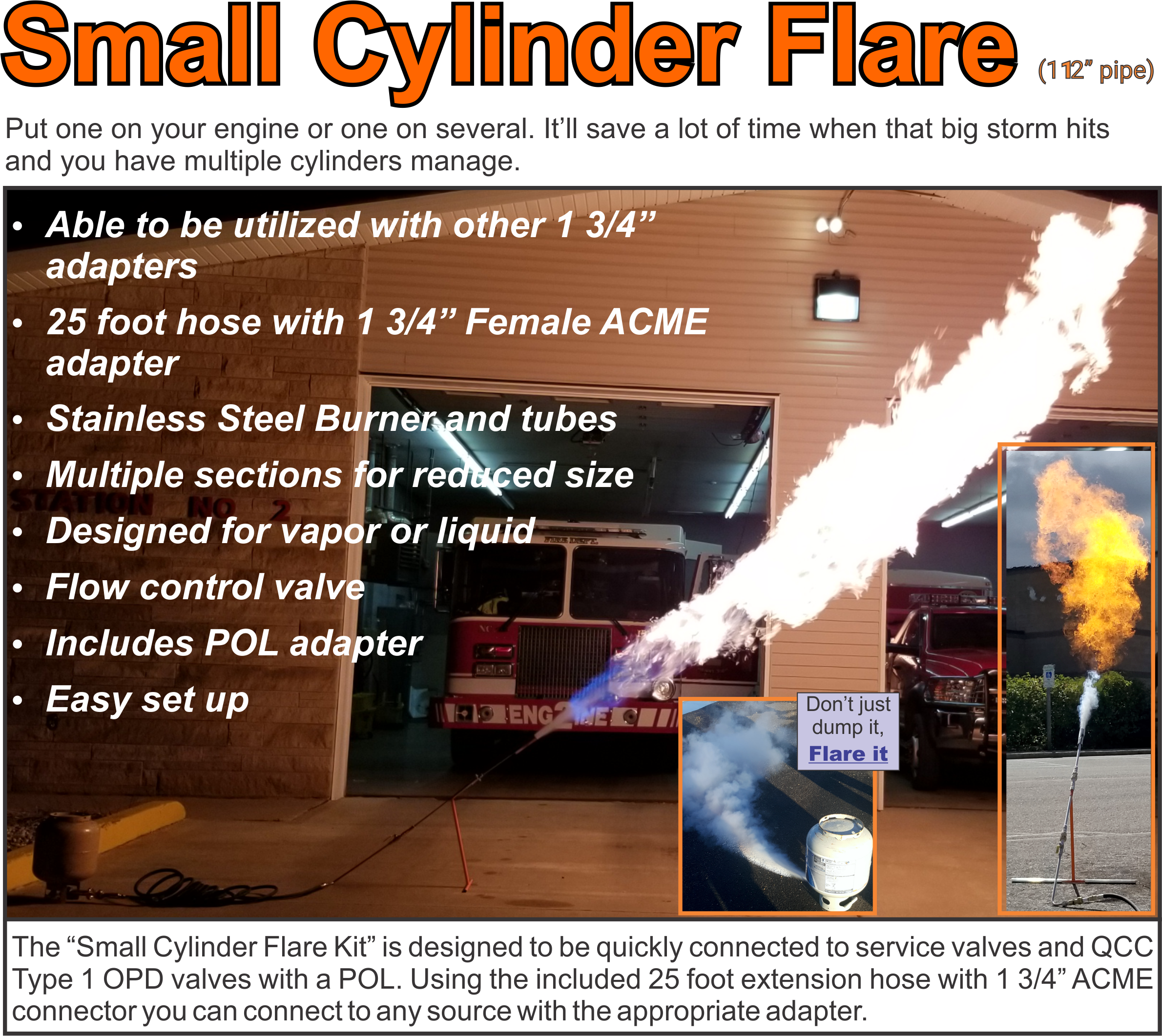 Small Cylinder Flare Kit (upgraded to 1/2" SS tube) - Responder Training
